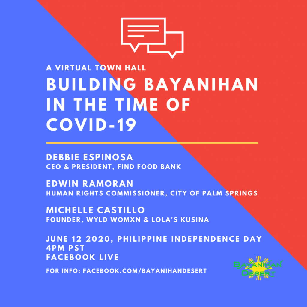 BAYANIHAN DESERT TO HOST FIRST VIRTUAL TOWN HALL ON CORONAVIRUS ...