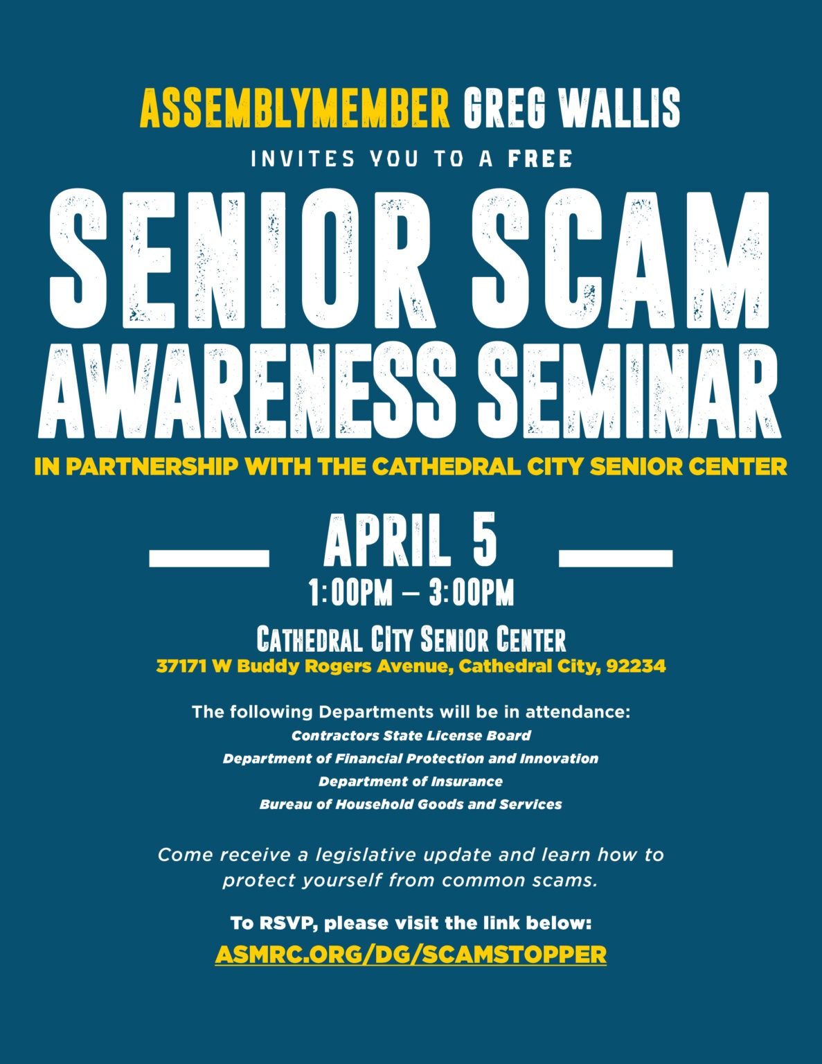 Senior Scam Seminar in partnership with Cathedral City Senior Center ...