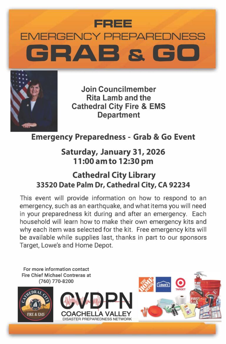 Emergency Preparedness – Grab & Go Event - Discover Cathedral City